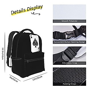 Poker Ace Of Spades Backpack Student Bag Work Light Schoolbag Traveling Handbag Leisure Knapsack