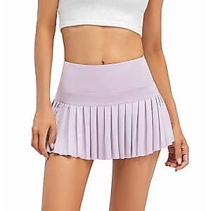 Raroauf Womens Pleated Tennis Skirts with Shorts High Waisted Mini Skirt Golf Skort Athletic Skirts Workout Pickball Pink X-Small