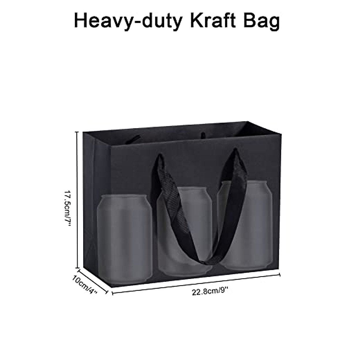 Katfort Black Gift Bags 36 Pack, 9''×4''×7'' Black Retail Bags for Small Business, Reusable Kraft Black Paper Bags with Handles Bulk for Shopping, Wedding, Party, Gift, Retail
