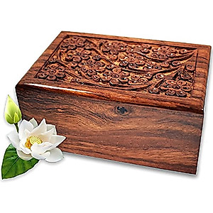 SMIURNS Wooden Urn - Rosewood Design Urns in Different Sizes- Small urns with Ashes Keepsake -Beautiful urns for Human Ashes Adult Male and Female- Casket and Decorative Urns Wooden Box (Large)