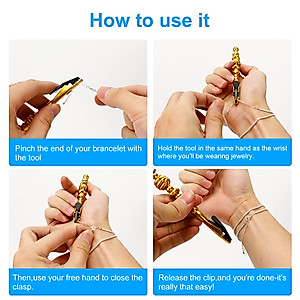 xocubur 2pcs Bracelet Fastener Helper Tool to Help Put on Bracelets by Myself Bracelet Buddy Necklace Clasp Helper Jewelry for Women (Gold&Rose Gold)