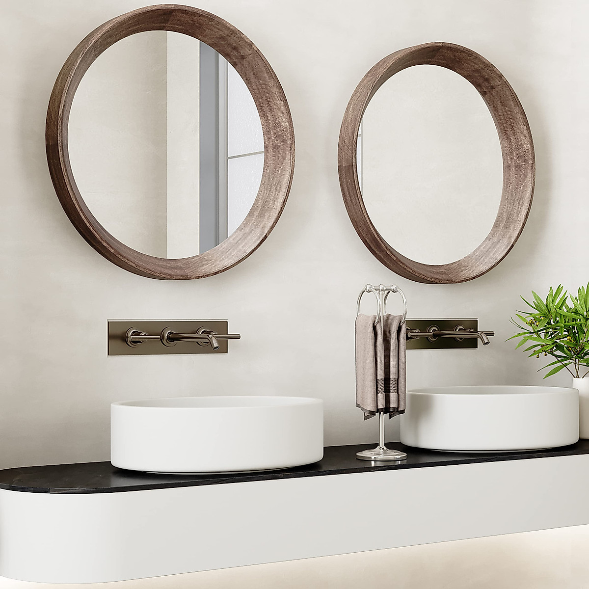 BGL Fingertip Towel Holder Stand Hand Towel Ring for Bathroom or Kitchen Vanity Countertops to Store Hand Towels Washcloths or dishcloths - 2 Hanging Rings，17" High-Chrome