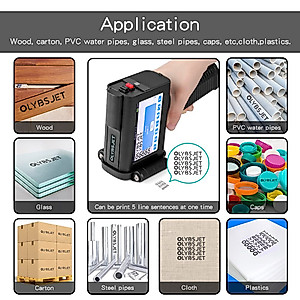 OLYBSJET Handheld Inkjet Printer HH6105B2 with bt-2580P Black & LED Touch Screen for Code Variable Data QR Logo Serial on Multi Surface,Expiration Date Printer (Support 17 Languages) (0.5inch/B2)