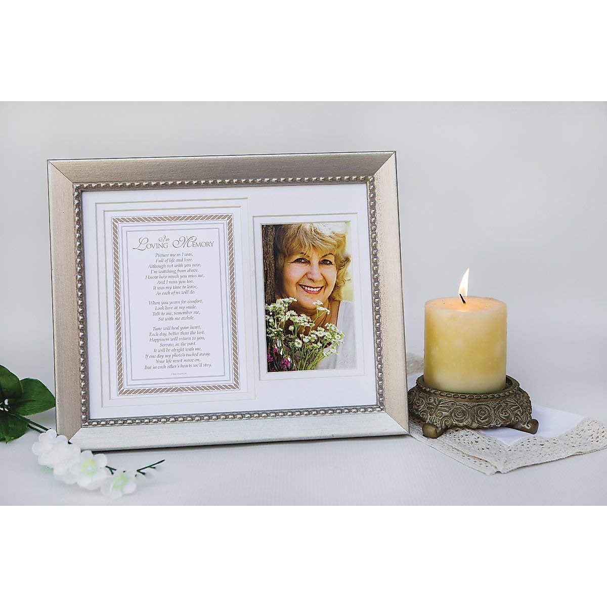 In Loving Memory Sentiment Memorial Picture Frame- Sympathy Gift for Loss of Loves Ones - Memorial Gift (Silver)