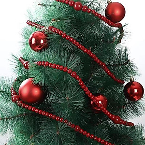 Christmas Wood Bead Garland, Christmas Tiered Tray Decor Farmhouse Wall Hanging Wooden Beads with Tassels, Christmas Hanging Prayer Bead Decor for Christmas Decorations