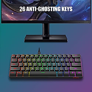 RedThunder 60% Gaming Keyboard and Mouse Combo, Ultra-Compact 61 Keys RGB Backlit Mini Keyboard, Lightweight 7200 DPI Honeycomb Optical, Wired Gaming Set for PC MAC PS5 Xbox Gamer(Black)