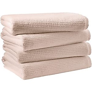 Amazon Aware 100% Organic Cotton Ribbed Bath Towels - Bath Towels, 4-Pack, Blush