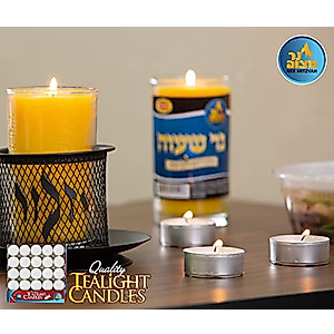 Tea Light Candles - 50 Bulk Pack - White Unscented Travel, Centerpiece, Decorative Candle - 4.5 Hour Burn Time - Pressed Wax - by Ner Mitzvah