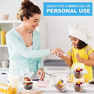 Vyndicca 100Pack Individual Cupcake Containers,Disposable Clear Plastic Cupcake Holders,Stackable Single Compartment Cupcake Carrier With Connected Airtight Deep Dome Lid for Cake Muffins,BPA Free