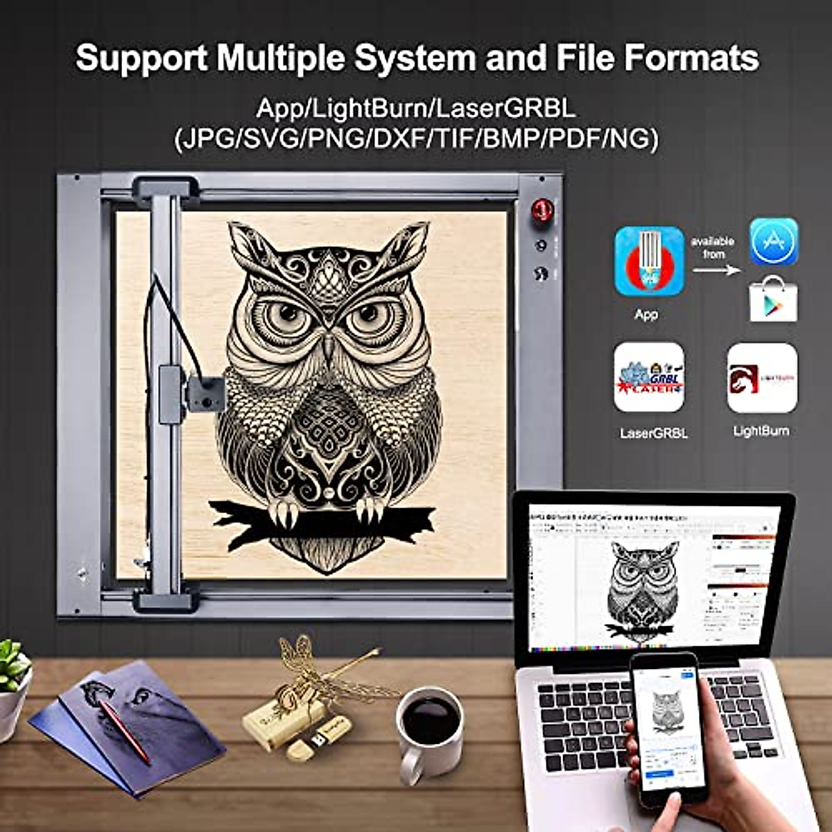 ORTUR Laser Master 3 Laser Engraver, 10W Higher Accuracy Laser Cutter, 20000mm/min Engraving Speed and App Control Laser Engraver for Wood and Metal, 15.75"x15.75" (The top-of-The-Range Version)