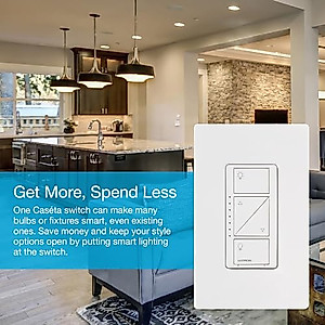 Lutron Caseta Original Smart Dimmer Switch (Lutron Smart Hub Required), for LED Lights, 150 Watt, Single-Pole/3-Way, No Neutral Required, PD-6WCL-BL, Black