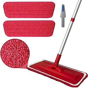 PANDA GRIP Microfiber Floor Mop with Scrubber and 1 Washable Reusable Pads Wet Dry Flat Mop with 360 Degree Swivel Head Dust Mops for Floor Cleaning for Hardwood Laminate Wood Tile