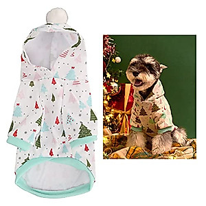 Dog Hoodie, Print on White Odorless Green Christmas Tree Easy to Wear Elastic Dog Sweaters for Winter for Cats S