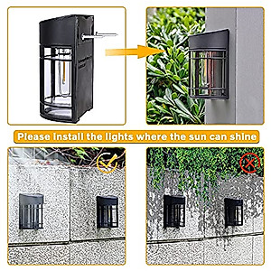 Mancra Solar Fence Lights Outdoor, 6 Pack Solar Wall Lights LED Tungsten Filament Bulb Solar Deck Lights Waterproof Patio Decor for Outdoor Porch Backyard Yard Garden, 3000K