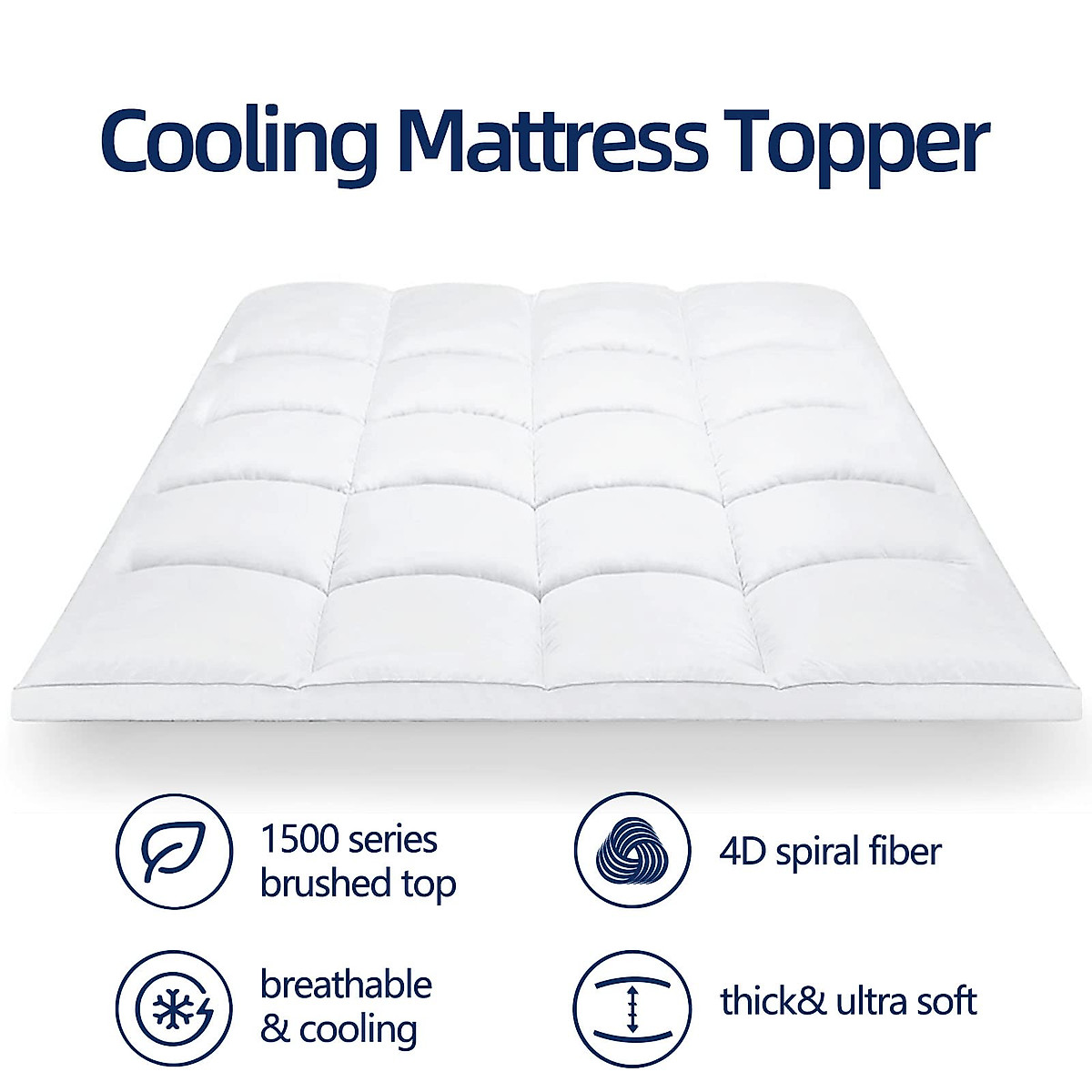 Mattress Topper Full for Back Pain, Extra Thick Mattress Pad Cover, Plush Pillow Top, Deep Elastic Pocket, White