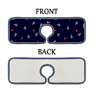 Kitchen Faucet Absorbent Mat 4 Pieces Cute Anchors Sailboat Faucet Sink Splash Guard Bathroom Counter and RV,Faucet Counter Sink Water Stains Preventer