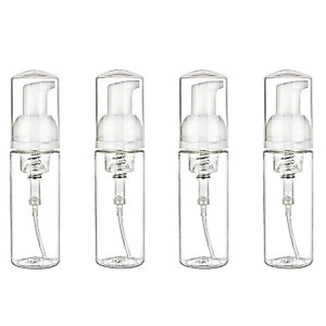 4 PCS 2 oz 60 ml BPA Free Empty Refillable Transparent Plastic Pump Foamer Bottles Press Jar Pot Dispenser Containers
