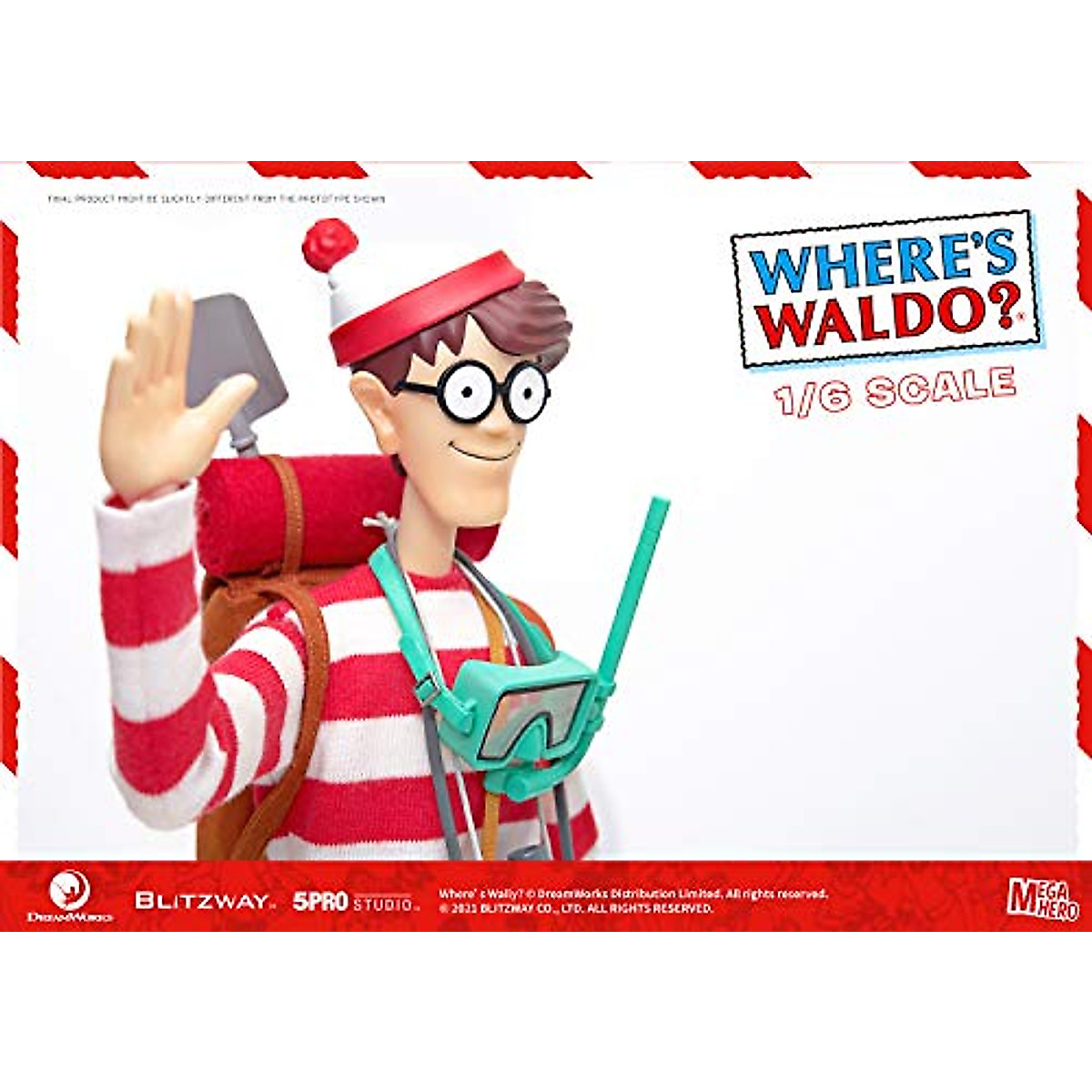 Blitzway - Where's Waldo? - Waldo 1/6th Scale Action Figure, 5Pro Studio MEGAHERO Series