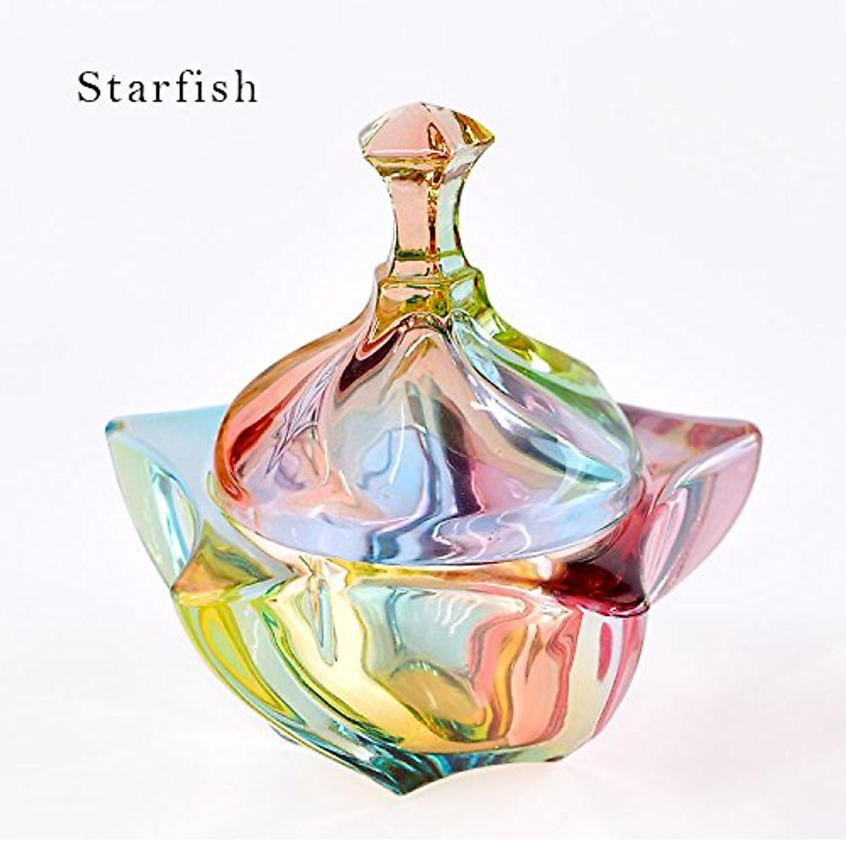 CHOOLD Luxury Colorful Star Shaped Crystal Candy Jar with Lid,Clear Glass Apothecary Jar Wedding Candy Buffet Jar Food Jar (7oz/14oz)
