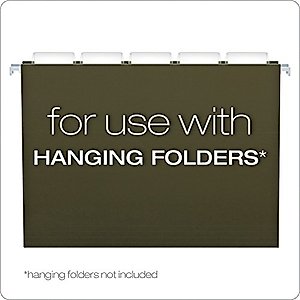 Pendaflex Insertable Plastic Tabs Hanging Folder Tabs, 2", Clear, 25 Tabs and Inserts per Pack (42)