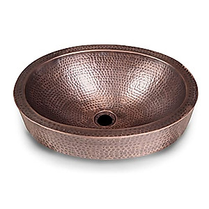 Monarch Abode 17004 Pure Copper Hand Hammered Oval Skirted Bathroom Vanity Sink (17 inches)
