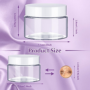 SATINIOR 100 Pcs Plastic Jars with Lids Small Containers Lids Wide Mouth Small Plastic Containers for Lotion Cream Rhinestones Body Butters Travel Storage(4 oz,Clear with White Lid)