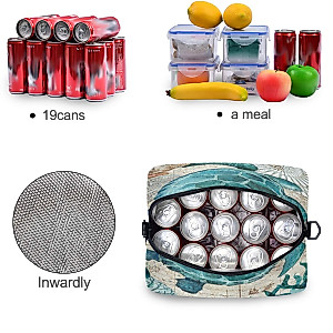 Toprint Sea Turtle Retro Lunch Bag, Oxford Material and Aluminum Film, 29x18x24cm, Unisex, 10+ Years