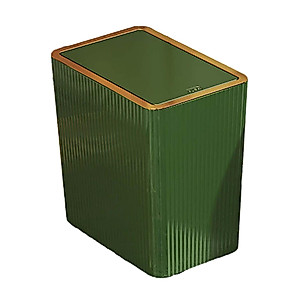 Kitchen Wastebasket with Press Type Lid Narrow Garbage Can, Paper Basket Organizer, Bathroom Trash Can with Lids for Study, 12L Green