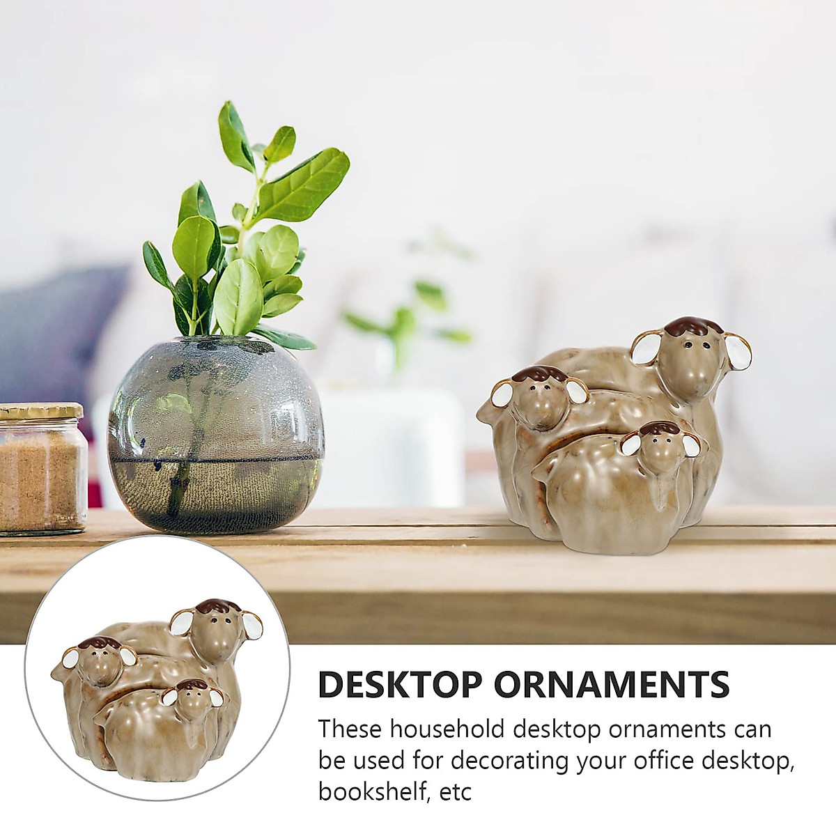 IMIKEYA Desk Topper Bee Mini 1 Set Sheep Decorative Ornaments Display Desktop Monochrome Glazed Porcelain Office Lotus Tealight Candle Holder Office Decor