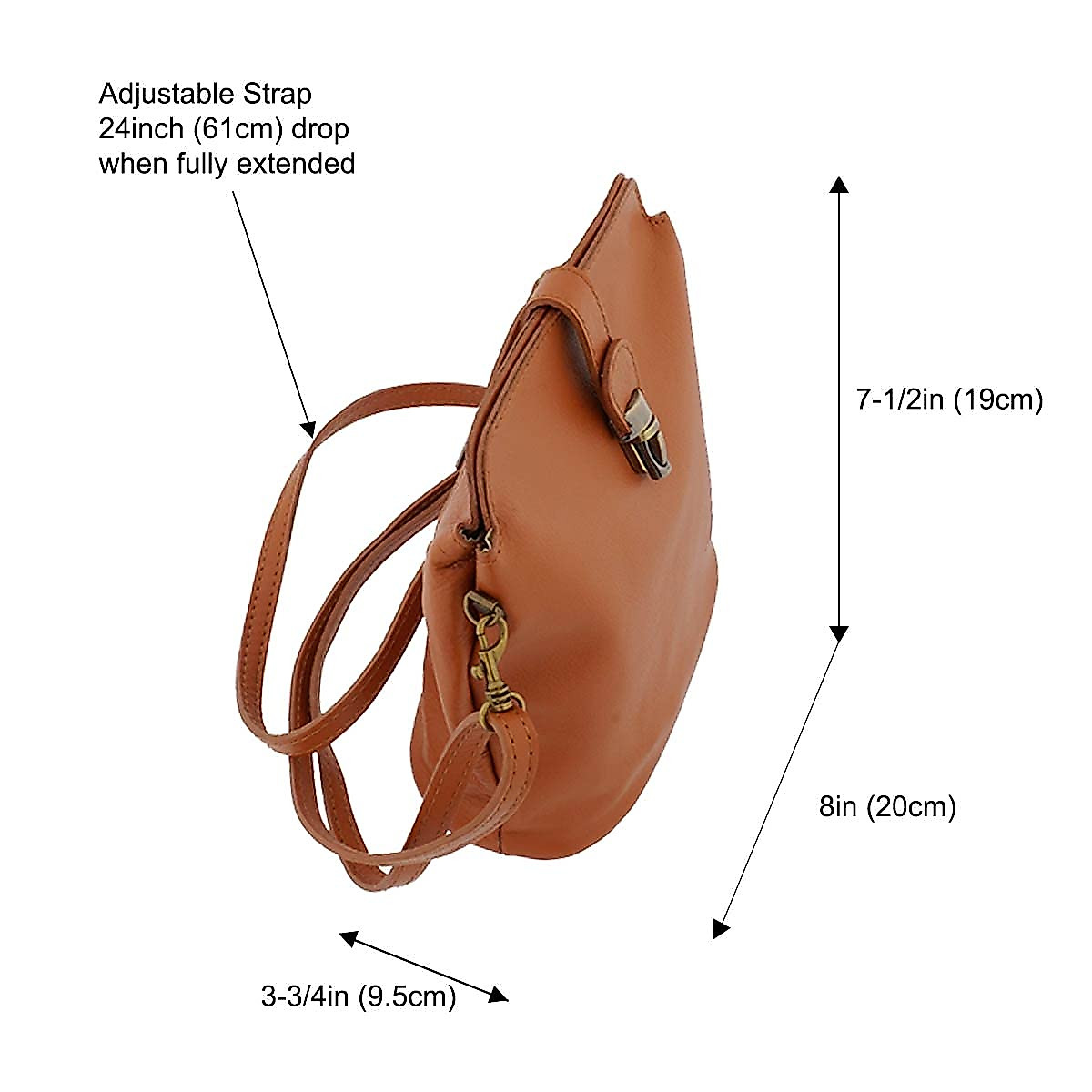 Fioretta Italian Genuine Leather Crossbody Bag Shoulder Bag Purse Snap Closure For Women - Tan Brown