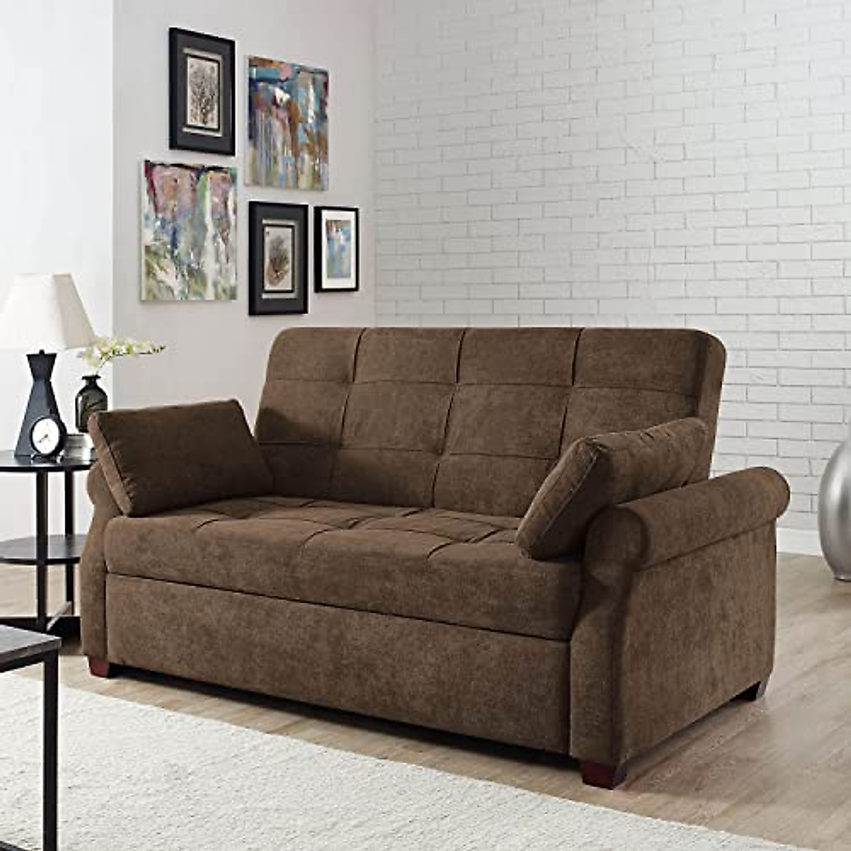 LifeStyle Solutions Serta Honor Convertible Sofa Sofabed, Brown