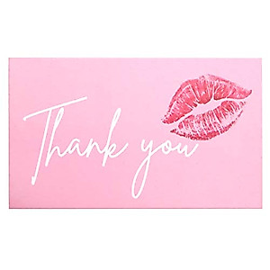 RXBC2011 Thank You for Your Purchase Cards red lips Kiss sweet Package Insert for online business Pack of 100, Pink