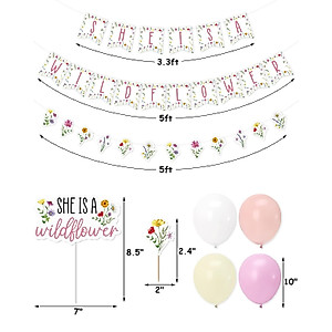 Sinasasspel Wildflower Baby Shower Decorations She Is A Wildflower 1st Birthday Party Banner Cake Cupcake Toppers Summer Flowers Daisy Lavender Leaves Baby Girl Shower Party Decor Supplies