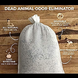 Dead Animal Smell Removal Reusable Deodorant Pouch. Eliminate dead Animal Smell Without Scent. Decay Odor Remover. Fragrance Free. Pet and Kid Safe. Extra Large, Covers 375 Square Feet.