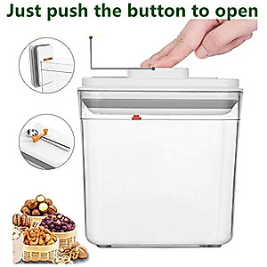Yopay 1.8 Qt POP Container, Airtight Food Storage with Push Button, Rectangle Clear Plastic PBA Free for Coffee, Sugar, Flour, Baking Supplies, Pantry Organization