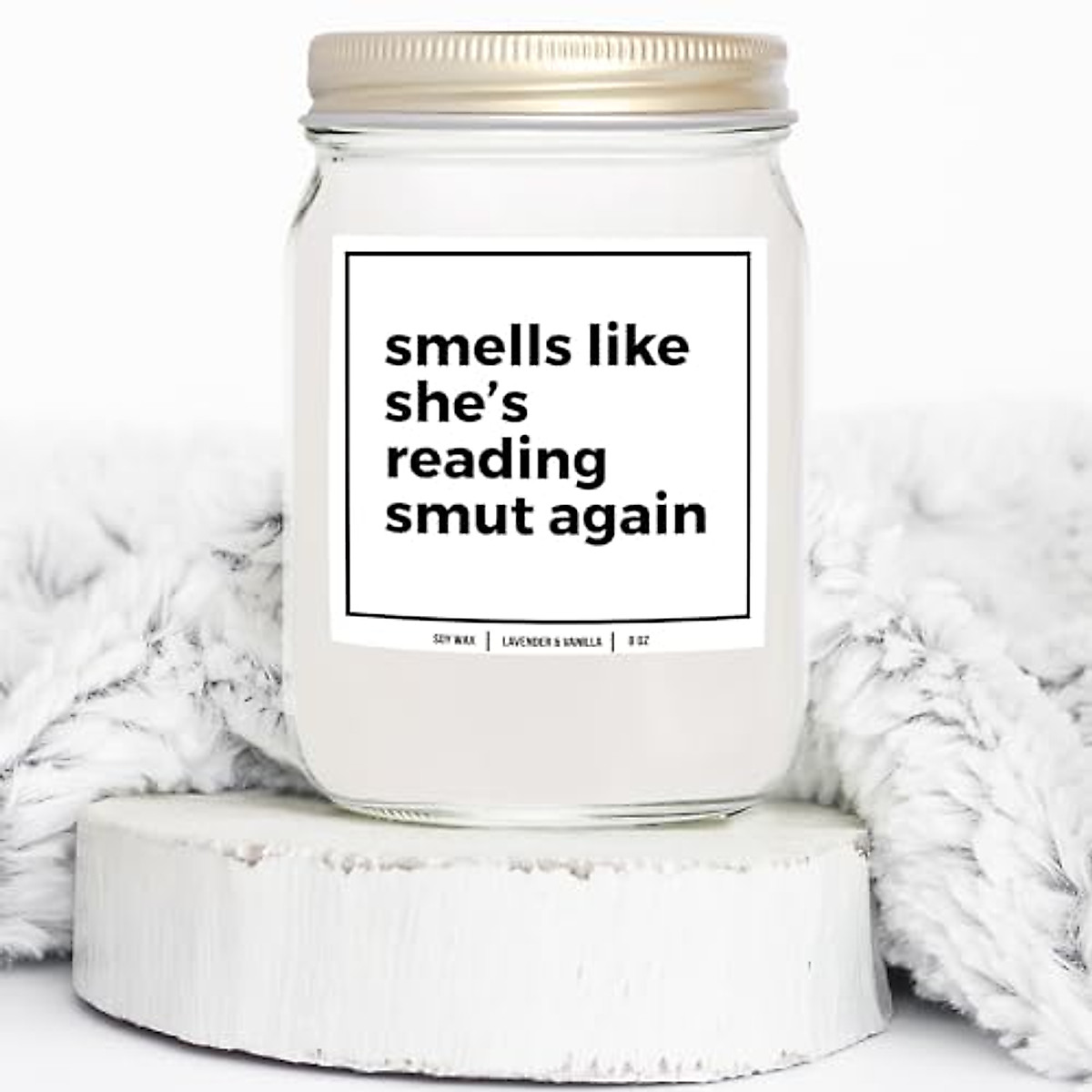 YouNique Designs Smut Candle 8oz - Smut Book Lovers Gifts - Smutty Book Lovers Gifts Ideas, Funny Smut Reader Gifts - Smut Gifts, Smutty Book Gifts - Smut Book Merch (Lavender & Vanilla)