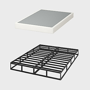 VTWAZAST 8 Inch Full Box Spring, Heavy Duty Metal Mattress Foundation, Easy Clean Fabric Bed Cover, Non-Slip, Noise Free, Easy Assembly