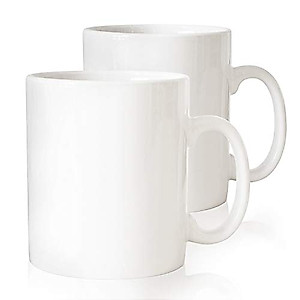 Serami 28oz Super Large White Coffee Mugs. Large Handles and Ceramic Construction, Set of 2
