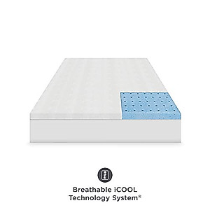 SensorPEDIC 2-Inch Prime Gel-Infused Mattress Topper, King, White
