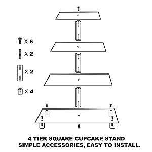 Cupcake Stand, 4 Tier Cupcake Stand for 50 Cupcakes, Square Tiered Cupcake Tower, Clear Acrylic Cupcake Holder, Dessert Stands for Party, Wedding, Birthday, Baby Shower, Halloween