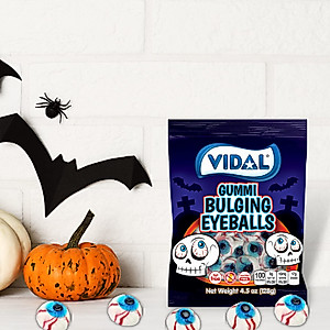 Halloween Gummy Bulging Eyeballs, Individually Bagged Candies, Freaky Candy Packs, (Pack of 3)
