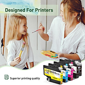 Compatible for Brother LC3033 Ink Cartridges Replacement for LC3033 BK/C/M/Y Ink Cartridges Brother use with Brother MFC-J995DW MFC-J995DWXL MFC-J815DW MFC-J805DW MFC-J805DWXL, 4 for LC3033 LC3035 Ink