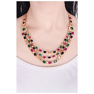 Ratnavali Jewels Cubic Zirconia Gorgeous Wedding Bridal Multi Strand Necklace Dangle Earrings Jewelry Set