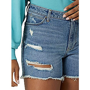 Wrangler Women's 4" Fray Jean Short, Sky Light, 12