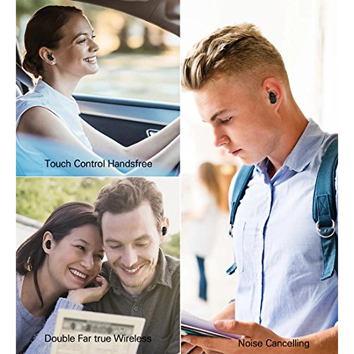 True Wireless Earbuds Langsdom X7 Mini Bluetooth 4.2 Headphones in-Ear Noise Isolating Earphones with Mic Smart Touch Control and Portable Charging Box for Samsung and More