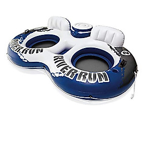 Intex River Run 53 Inch Inflatable Floating Water Tube Lake Pool Ocean Raft & River Run II Inflatable 2 Person Pool Tube Float w/ Cooler & Repair Kit