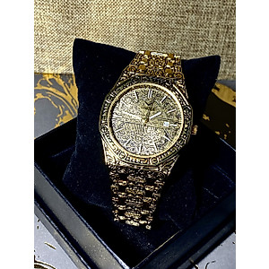 Men's Women's Hexagonal Black Gold Arabic Versus Dial Wrist Watch Band Luxury Bracelet Dial Watch For Men Women Hip Hop Watch, Waterproof Calendar Watch Fashion Classic Design Watch for Men