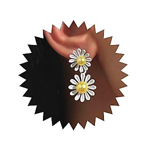 Sttiafay Vintage Resin Daisy Flower Earrings White Flower Stud Earrings Acrylic Daisy Dangle Earrings Boho Sunflower Flower Earrings Jewelry for Women and Girls
