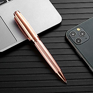 Nekigoen Ballpoint Pen with Gift Box for Men Women,Luxury Stainless Steel Retractable Pen Executive Home Office Use, and 2 Extra Refills Black Ink 1.0mm B2 (rose gold)