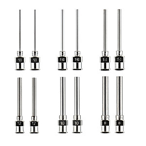BOJACK 12 Pcs Dispensing Needle Tips 1 Inch Stainless Steel Blunt Tip Luer Lock Stainless Steel Blunt Needles (8, 10, 12, 14, 16, 18 Gauge)
